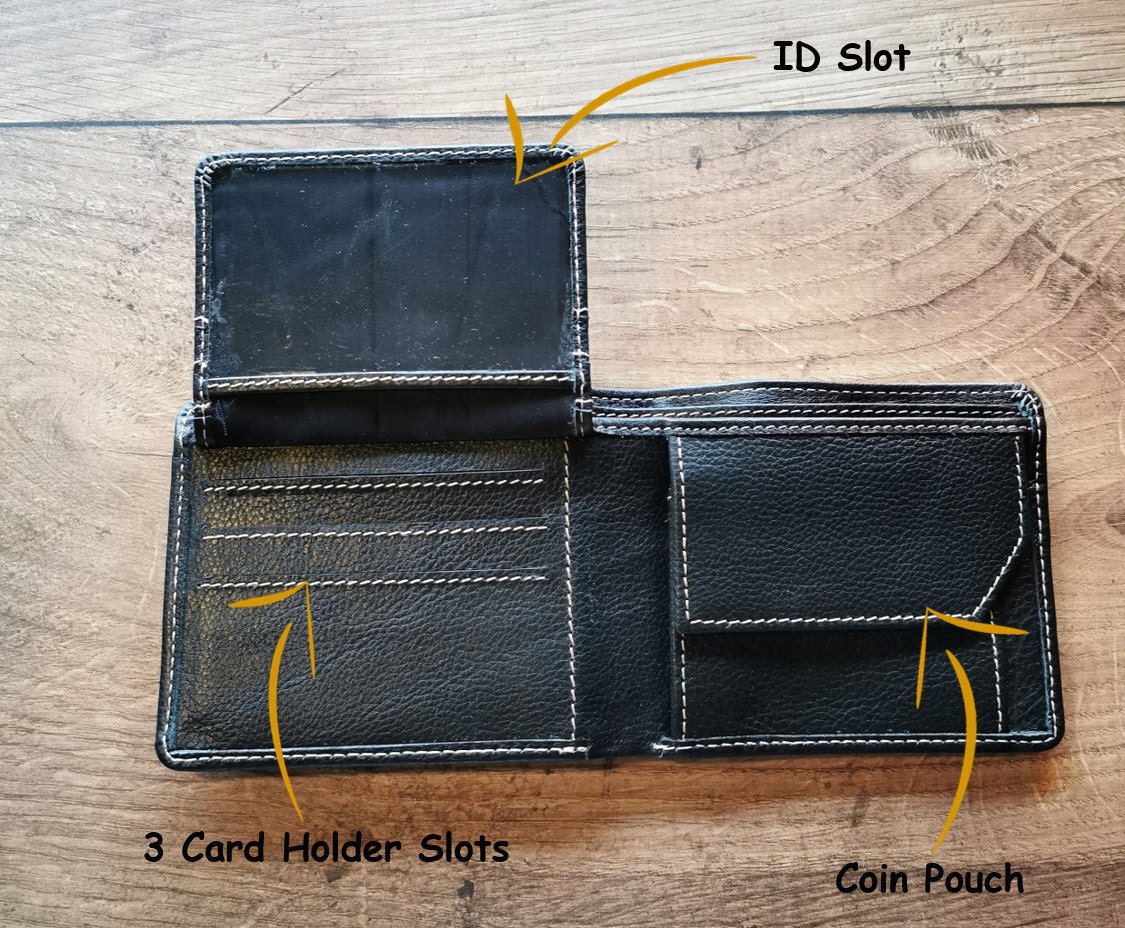 Personalised Real Leather Male Wallet Hand Made With Coin | Etsy