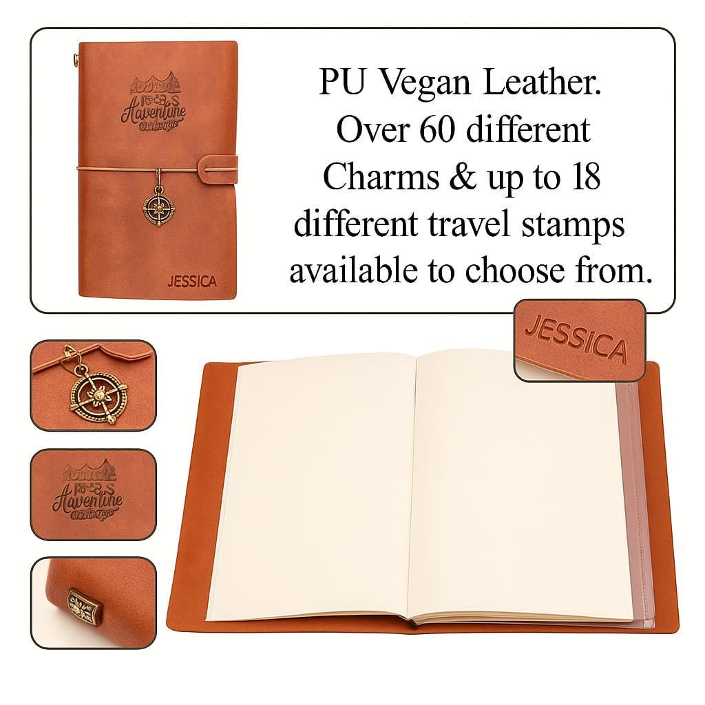 Personalized Travel Book Journal | Ultimate Travel Gift | PU Vegan ...