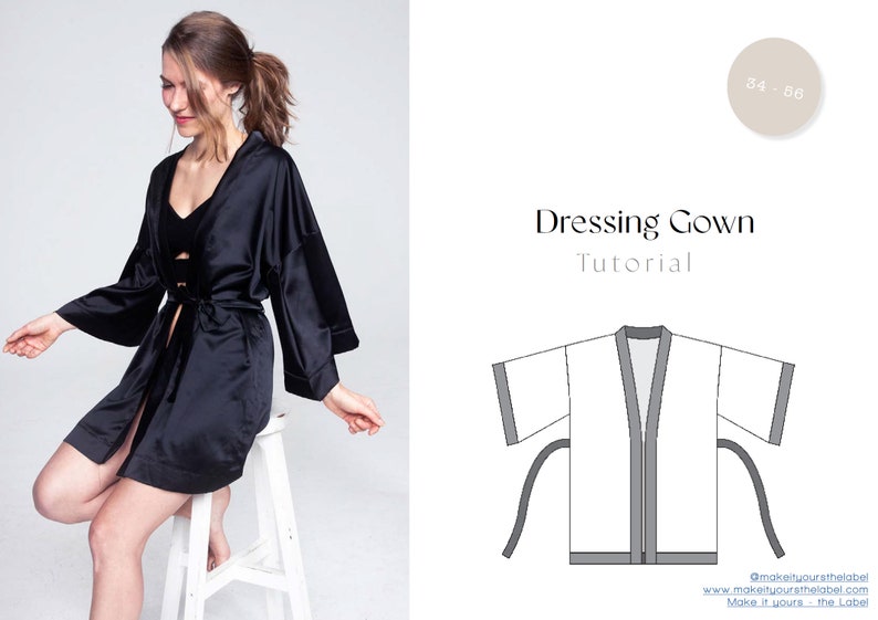 Dressing Gown Bath Robe or Cover up PDF Sewing Pattern Sizes 34-56 in ...