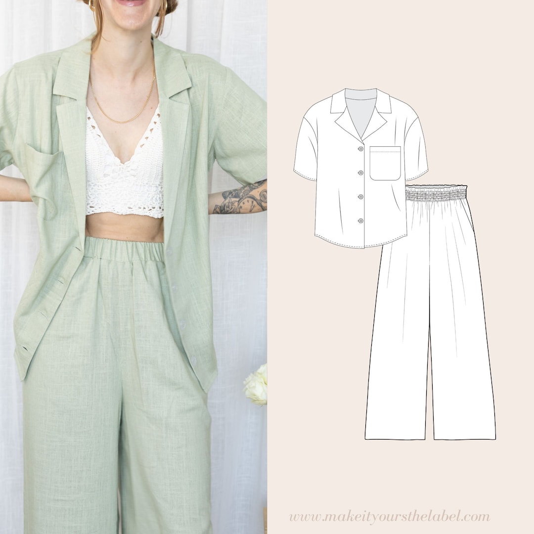 Culotte and Blouse Co Ord Set Women PDF Sewing Pattern Bundle - Etsy