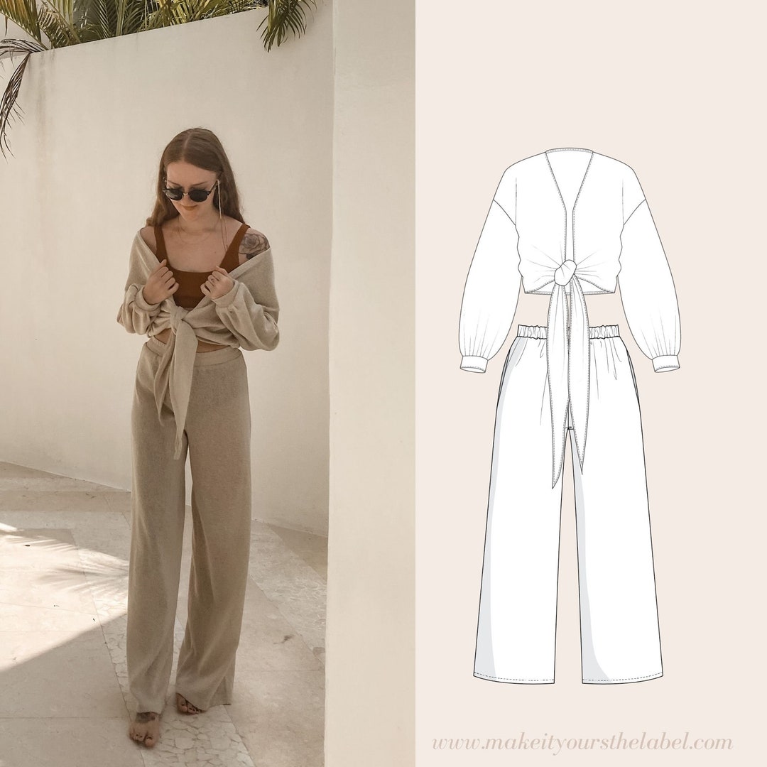Wide Leg Pants and Front Tie Top PDF Pattern Bundle Sizes 34-44 in ...