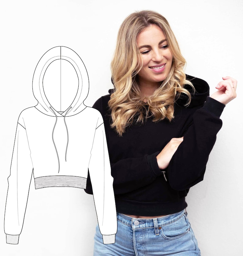 Cropped Hoodie PDF Sewing Pattern for Women and Teens Sizes - Etsy