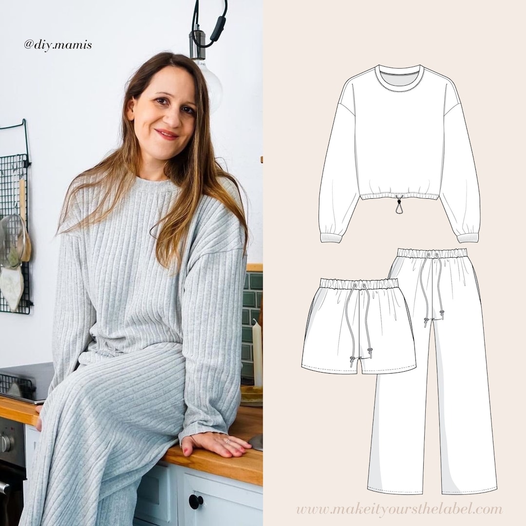 Sweater and Pants Lounge PDF Sewing Pattern for Jersey and Knit in ...