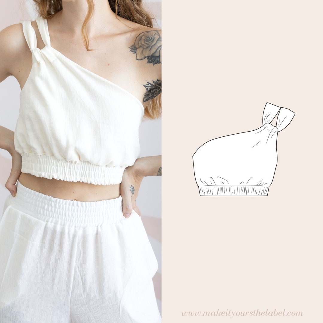 Asymmetrical Twisted Crop Top PDF Sewing Pattern English - Etsy
