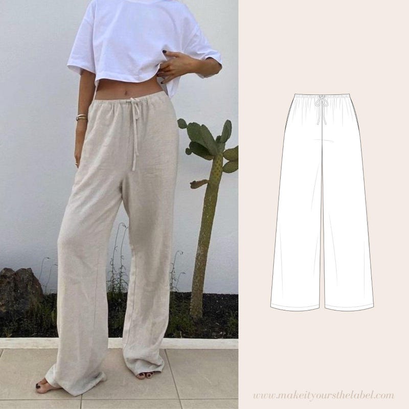 Wide Leg Drawstring Pants - Etsy