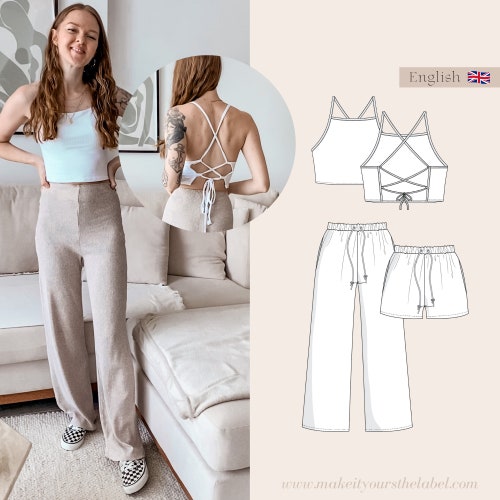 Wide Leg Trousers Linen Pants PDF Sewing Pattern in English - Etsy