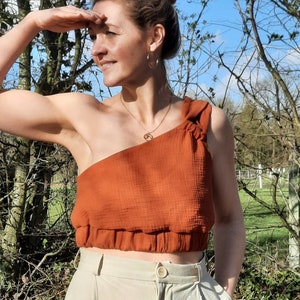 Asymmetrical Crop Top Sewing Pattern PDF | Twisted One Shoulder Top ...