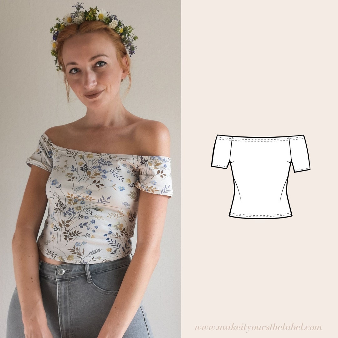Off-shoulder Knit Top PDF Sewing Pattern Bardot Neck Women - English - Etsy