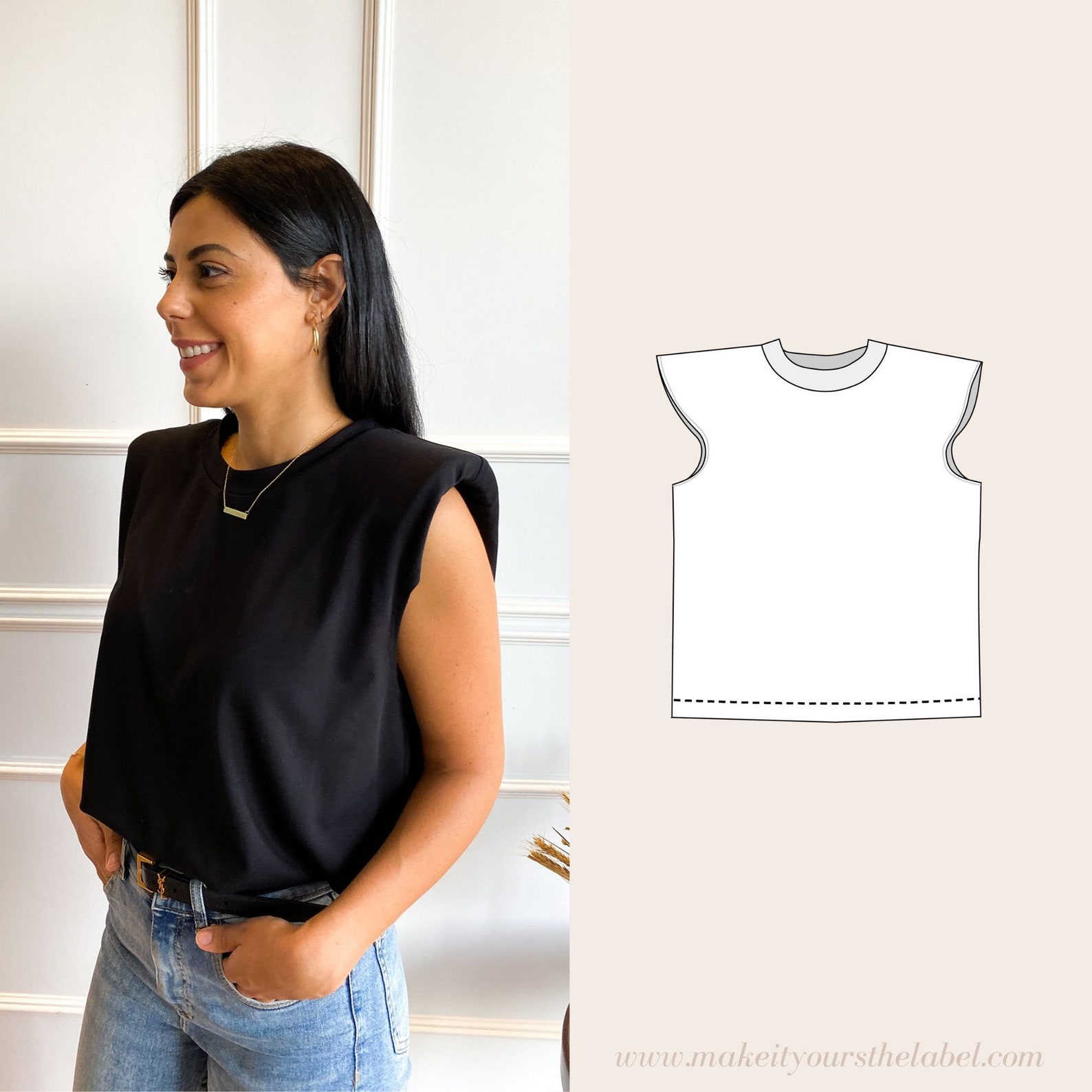 Shoulder Pad Shirt or Dress PDF Sewing Pattern and Tutorial for Sizes ...