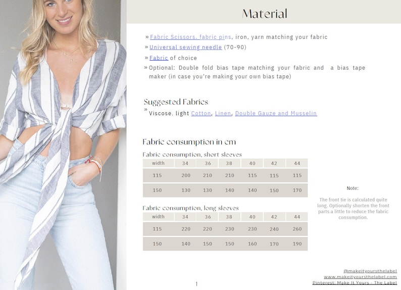 Oversized Tie Front Shirt PDF Sewing Pattern and Tutorial in - Etsy