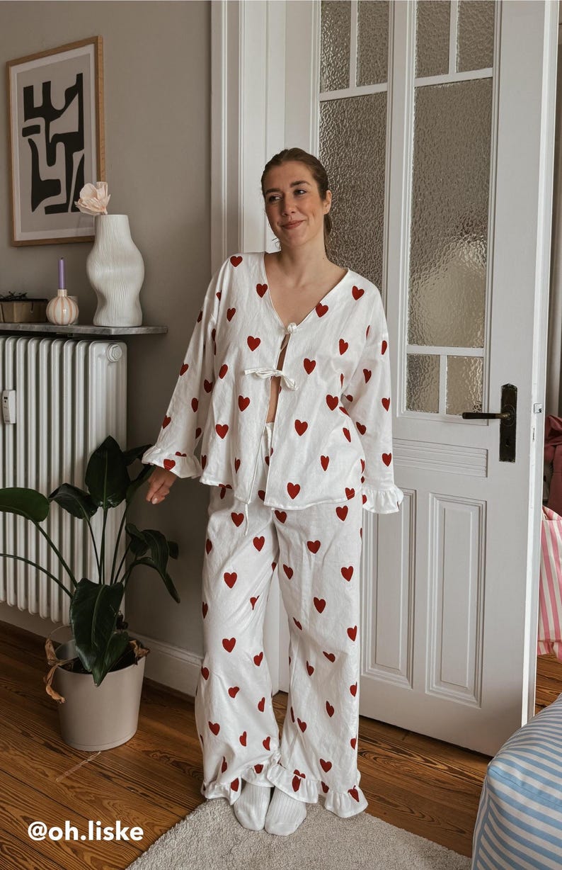 Patron de couture PDF pour ensemble pyjama à volants | Chemisier à ...