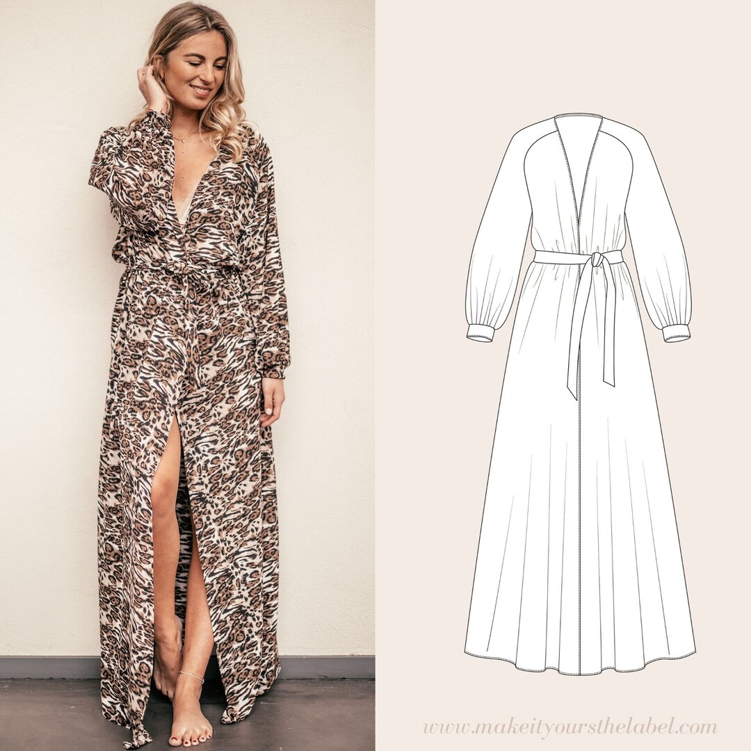 Long Dressing Gown Robe or Maternity Dress PDF Sewing Pattern and ...