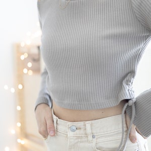 Ruched Long Sleeve Top Drawstring Crop Top PDF Sewing Pattern in ...