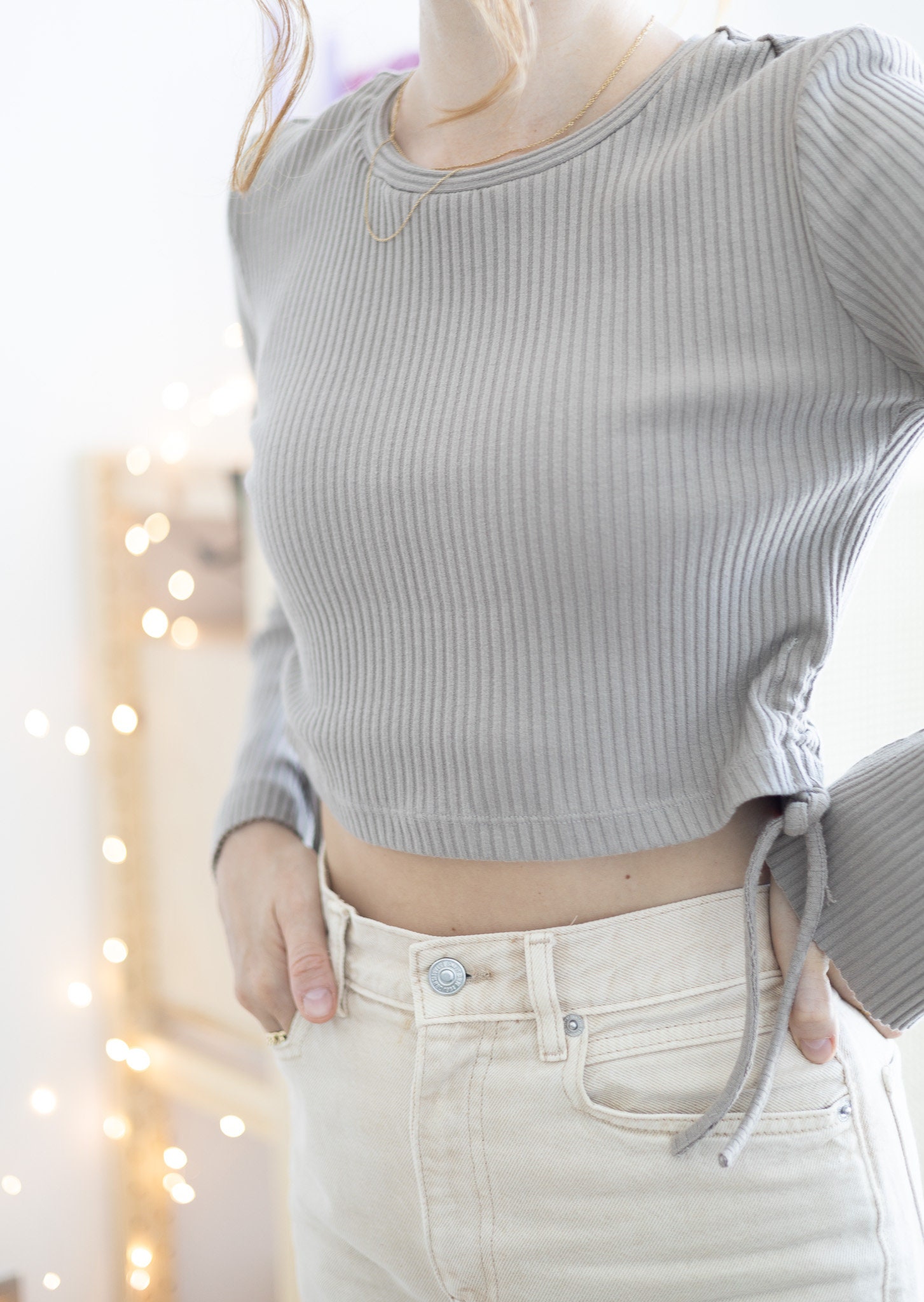 Ruched Long Sleeve Top Drawstring Crop Top PDF Sewing Pattern - Etsy