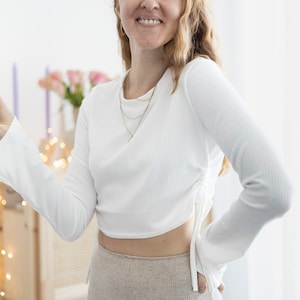 Ruched Long Sleeve Top Drawstring Crop Top PDF Sewing Pattern in ...