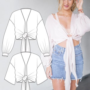 Wide Leg Pants and Front Tie Top PDF Pattern Bundle Sizes 34-44 in ...