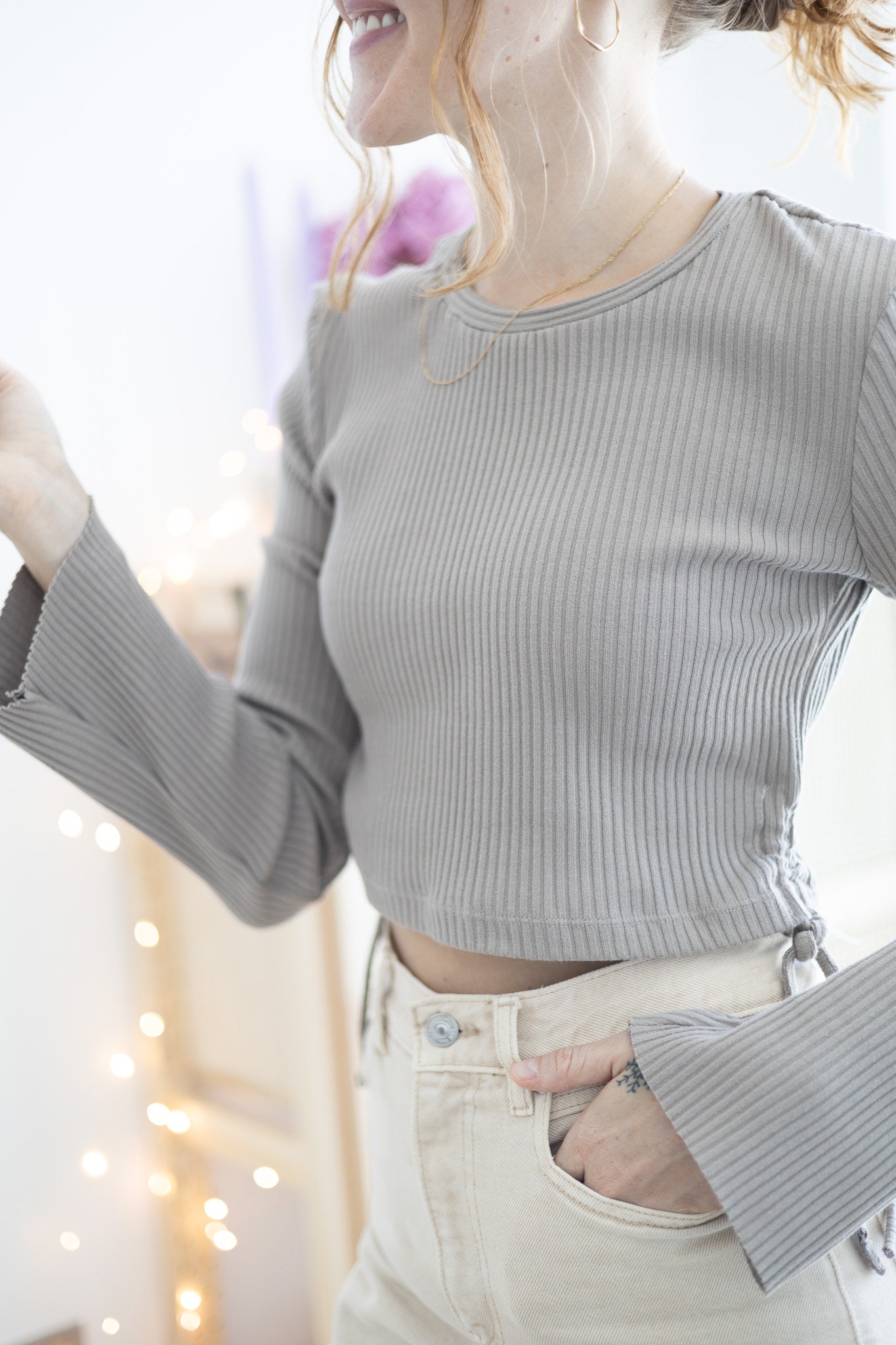 Ruched Long Sleeve Top Drawstring Crop Top PDF Sewing Pattern - Etsy