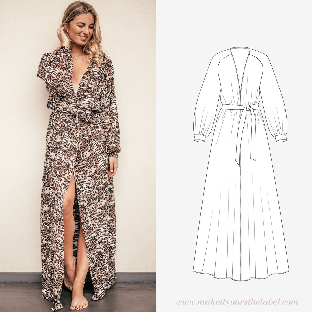 Long Robe / Dressing Gown for Women - Sewing Pattern and Tutorial ...