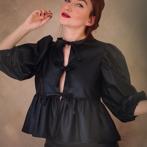 Tie Front Blouse PDF Sewing Pattern / Bow Front (crop) Top / 12 Sizes ...