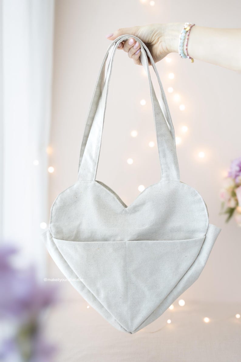 Heart Tote Bag PDF Sewing Pattern / Heart-shaped Bag (with Lining or ...