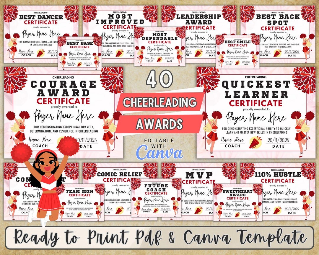 40 Cheerleading Team Party, Canva Template, Cheerleading Award ...