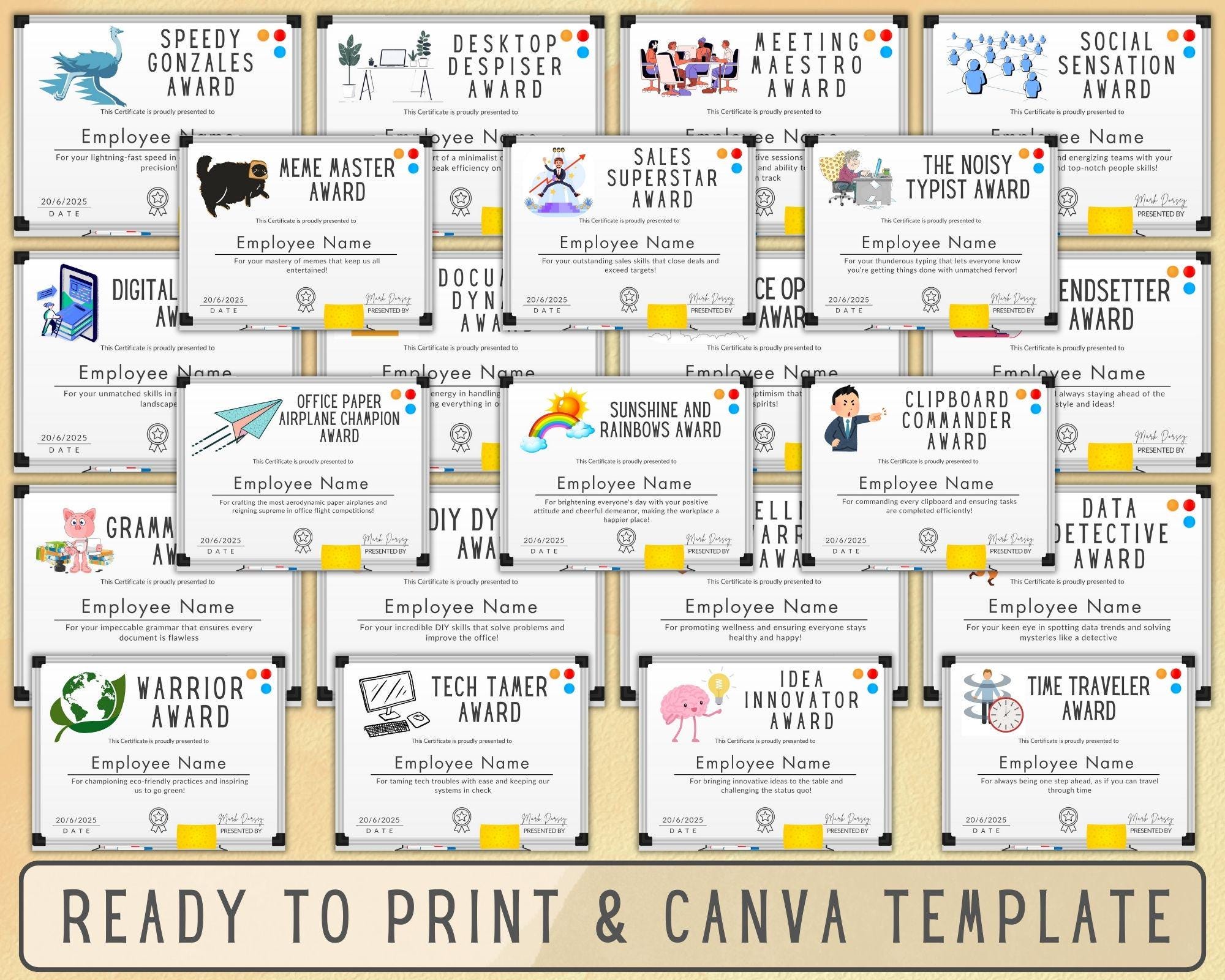 Funny Editable Employee Awards Certificates, Employee Appreciation ...