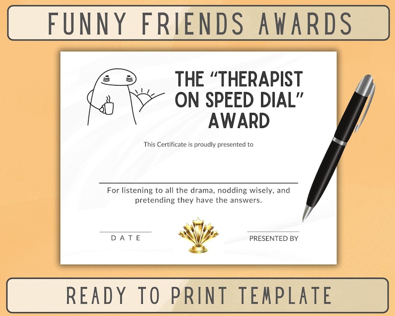 80 Funny Editable Friends Awards Certificates, Canva Template,christmas ...