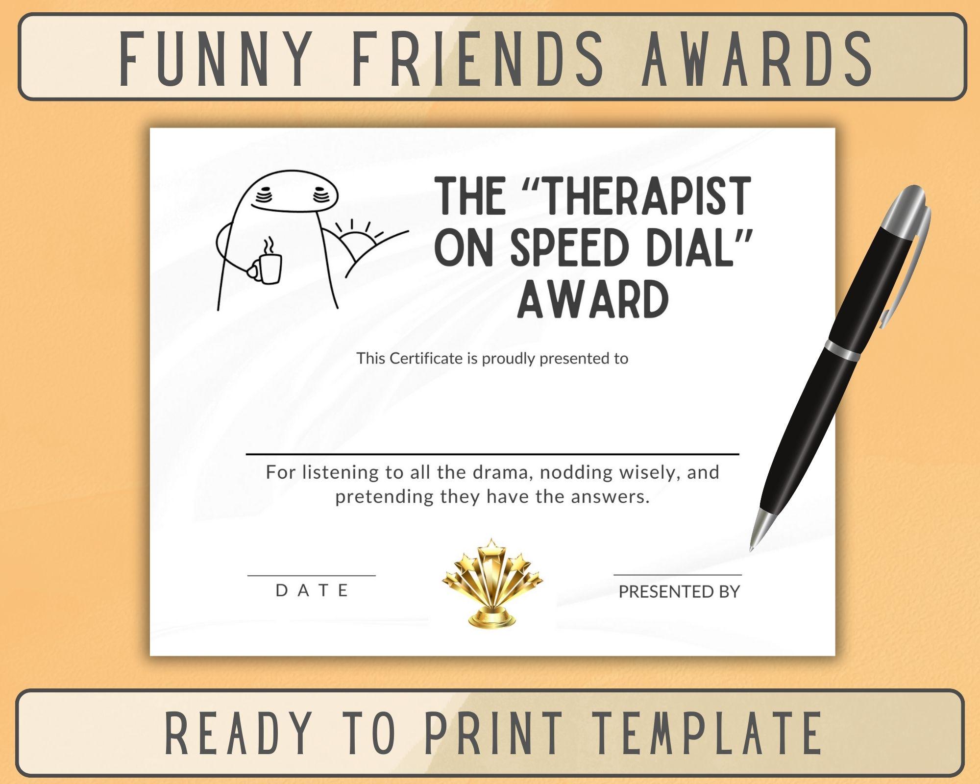 80 Funny Editable Friends Awards Certificates, Canva Template,christmas ...