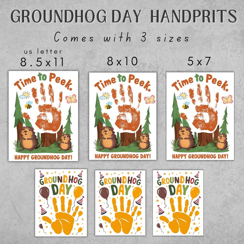 10 Groundhog Day Handprint Templates, Handprint Gift, DIY Printable ...