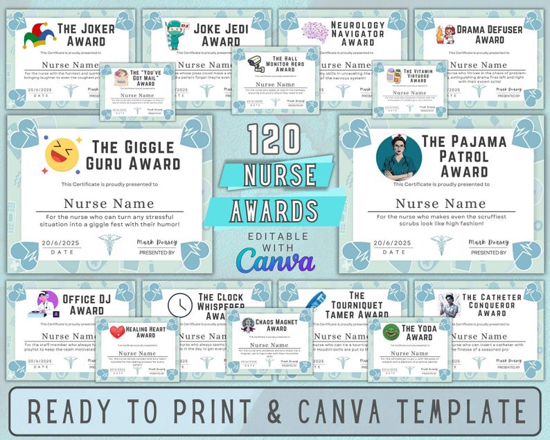 120 Funny Editable Nurse Awards Certificates, Funny Award, Funny RN ...
