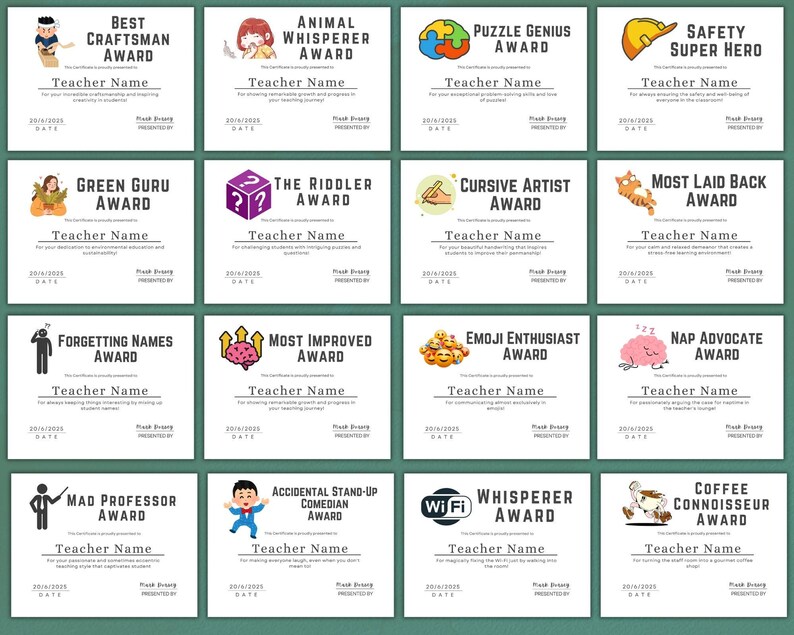 125 Funny Editable Teacher Awards Certificates, Teacher Appreciation ...