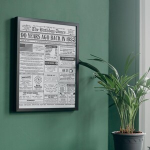 Back in 1935 Newspaper Fun Facts, 90th Birthday Newspaper Sign, in the ...