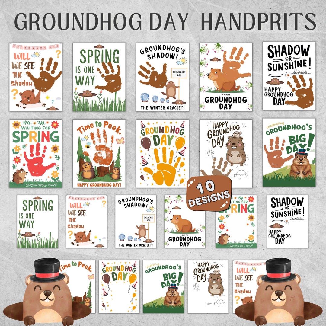 10 Groundhog Day Handprint Templates, Handprint Gift, DIY Printable ...