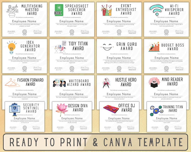 100 Funny Editable Employee Awards Certificates, Employee Appreciation ...