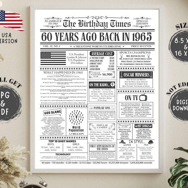 1965 Birthday - Etsy