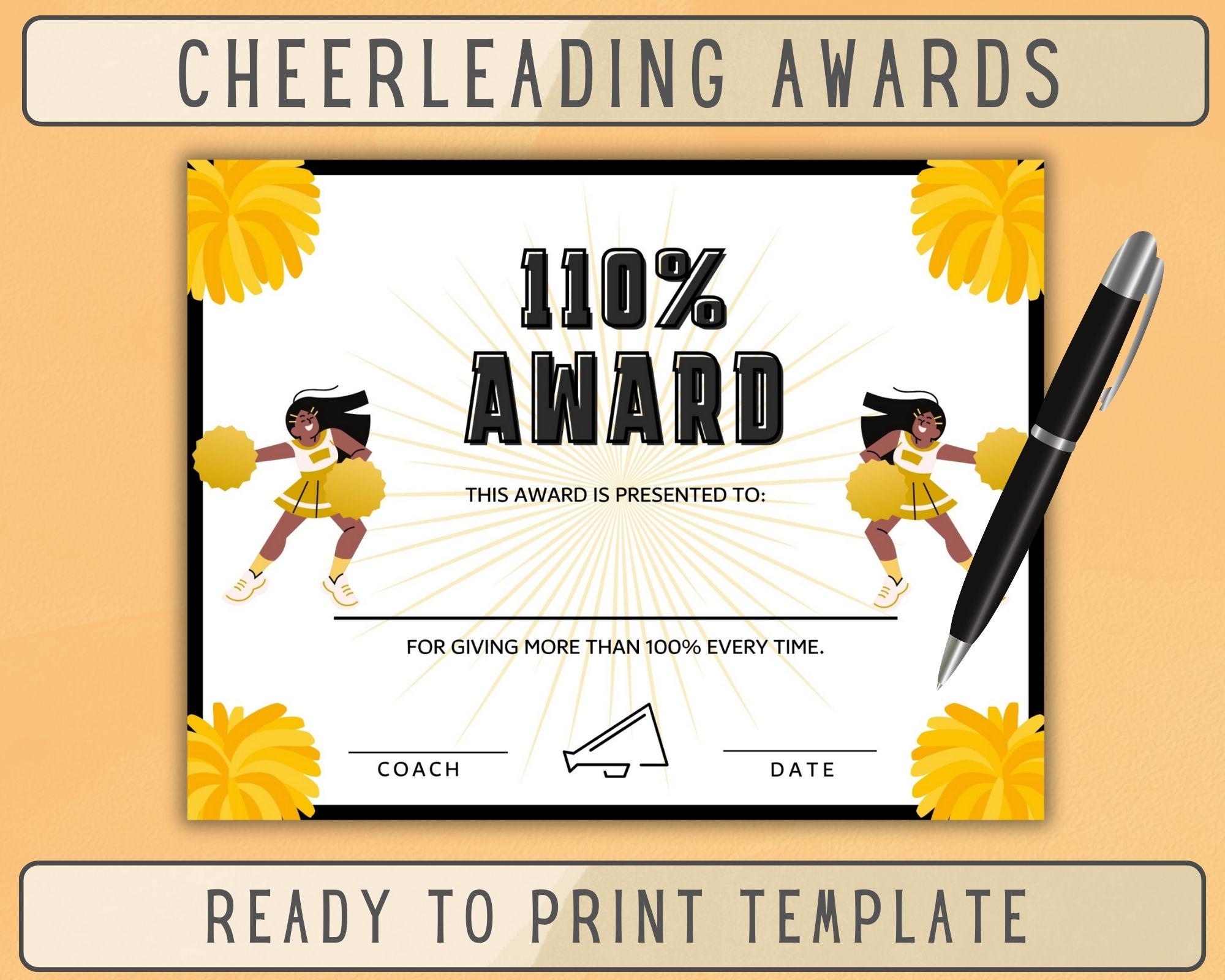 120 Editable Cheerleading Awards Certificates, Canva Template ...