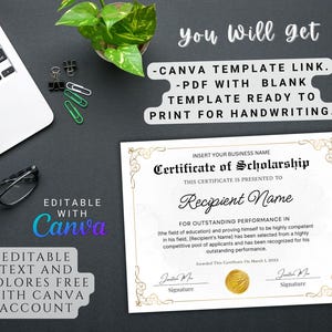 Certificate of Scholarship, Scholarship Award Certificate Template ...