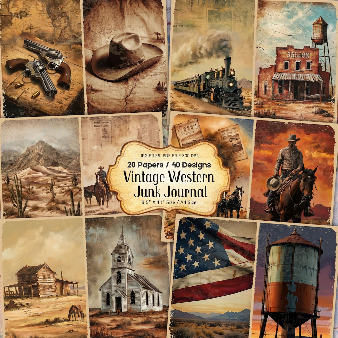 Vintage Western Junk Journal, Cowboy Junk Journal Kit, Cowgirl Junk ...