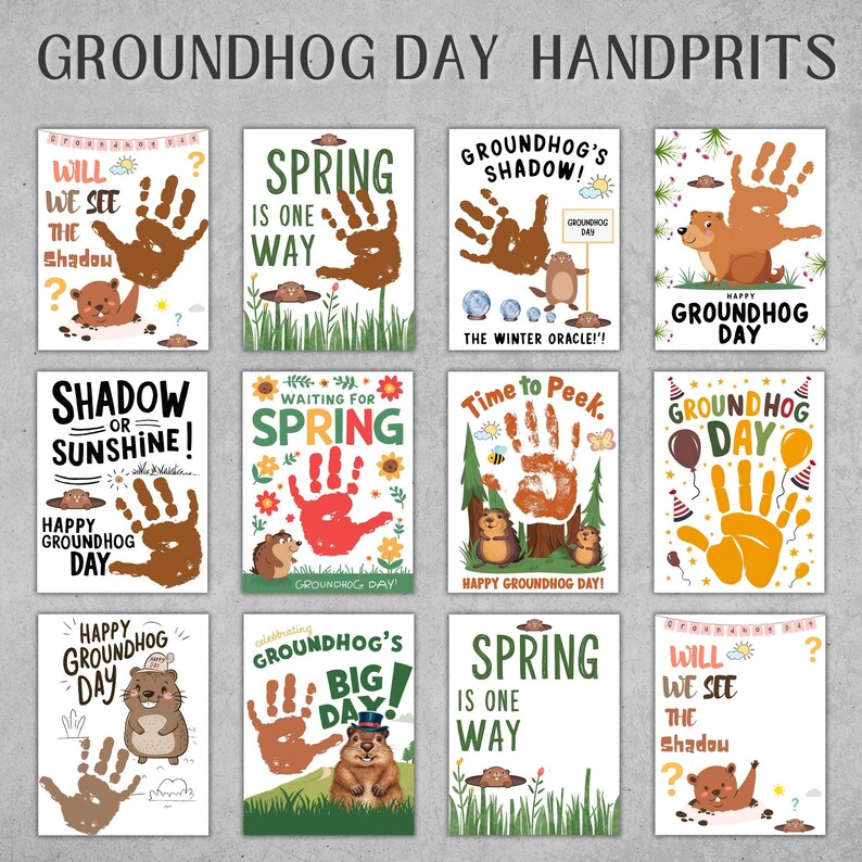 10 Groundhog Day Handprint Templates, Handprint Gift, DIY Printable ...