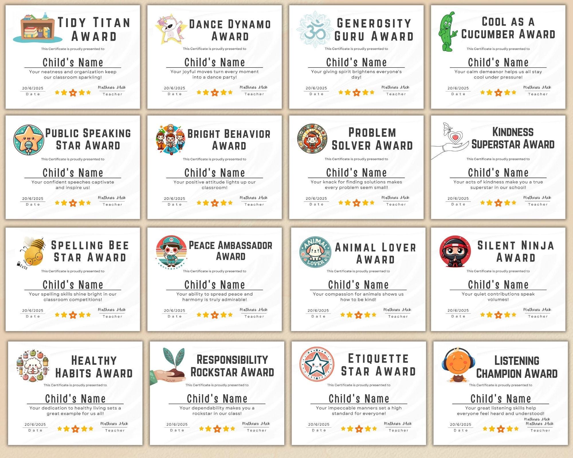 120 Funny Editable Classroom Awards Certificates, Student Appreciation ...