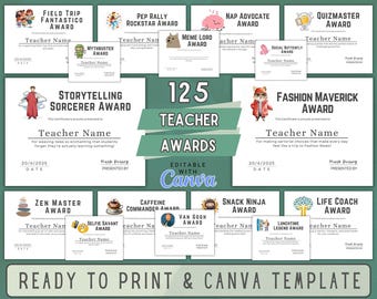 Funny Editable Teacher Awards Certificates, Canva Template, Printable ...