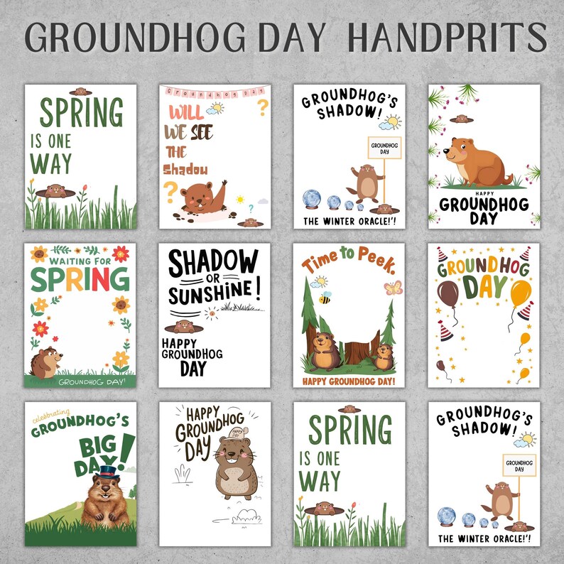 10 Groundhog Day Handprint Templates, Handprint Gift, DIY Printable ...