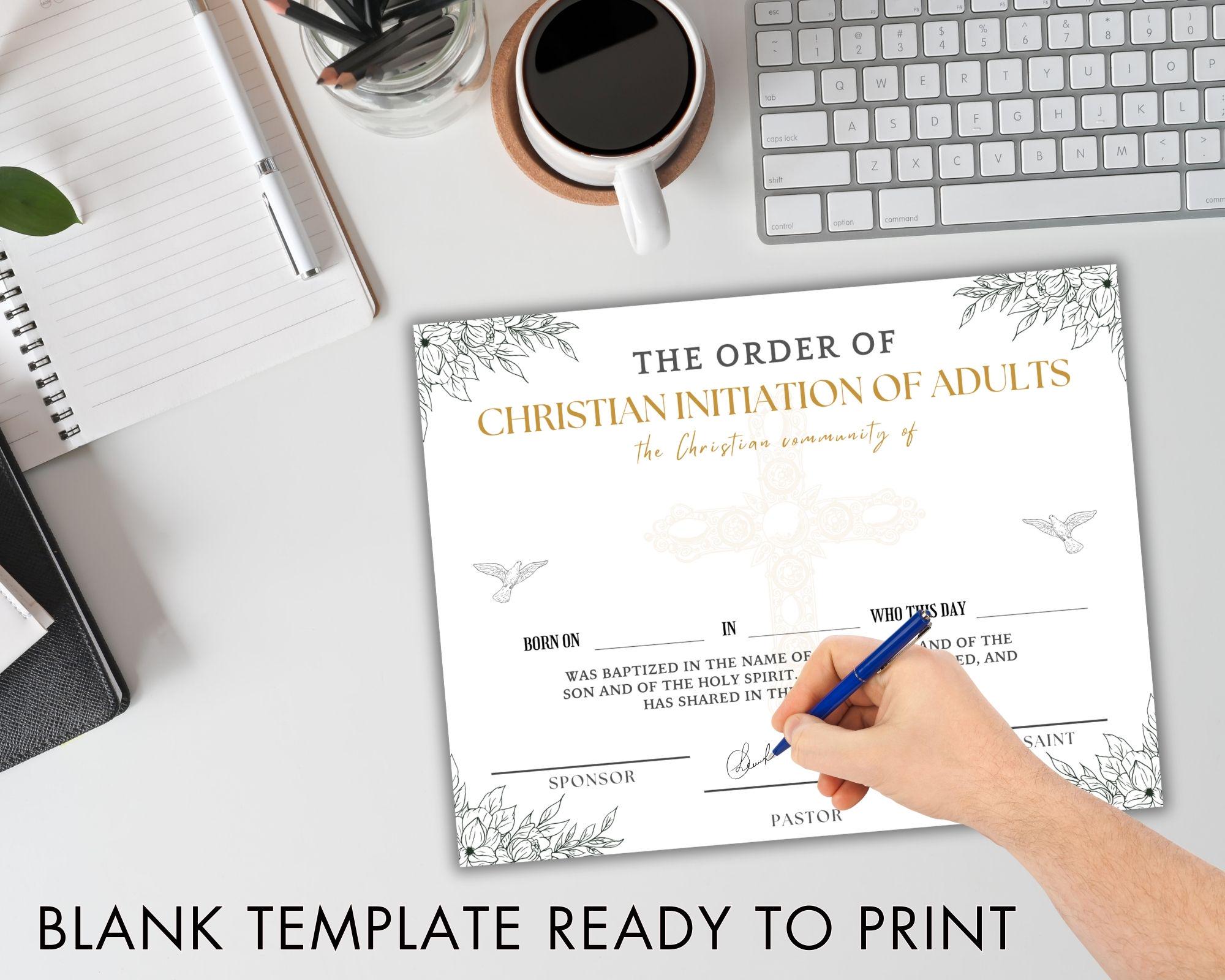 Certificate for Catechumens, RCIA Certificate, Canva Template, OCIA ...