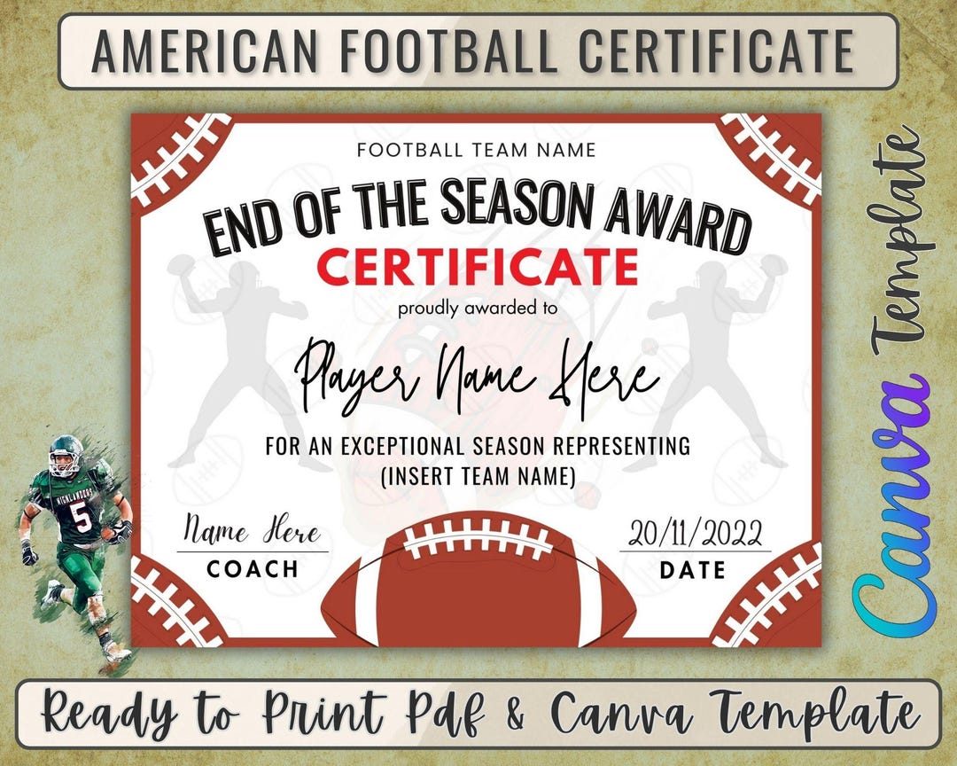 End of Season Recognition, End of Season American Football Award, Canva ...