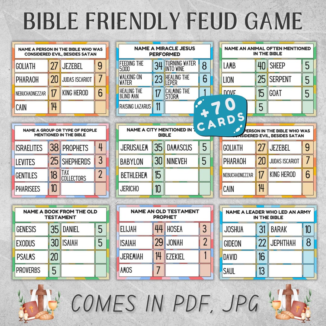 Printable Bible Games, Church Games, Bible Feud Game, Church Family ...