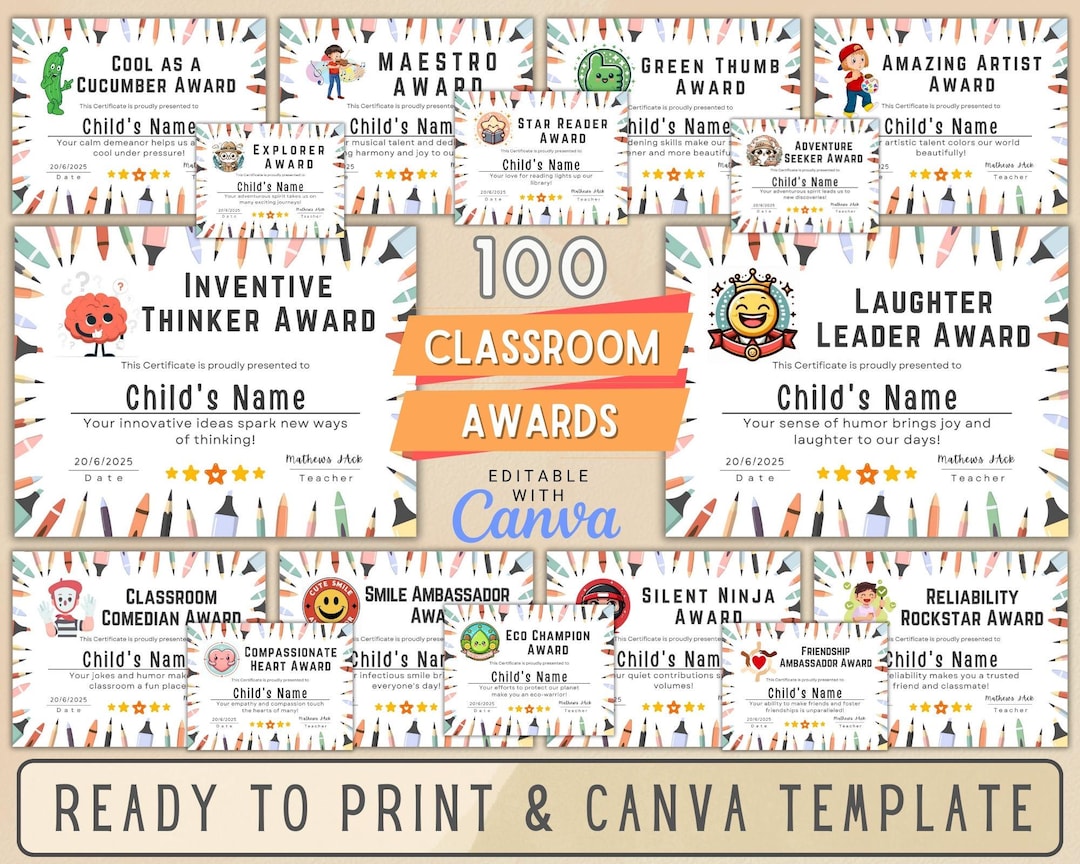Funny Editable Classroom Awards Certificates, Student Appreciation, End ...