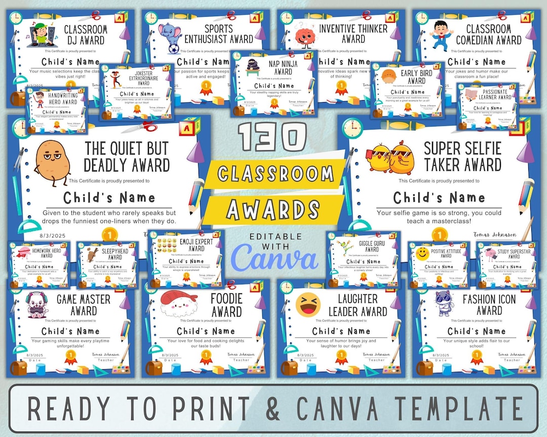 Funny Editable Classroom Awards Certificates, Student Appreciation ...