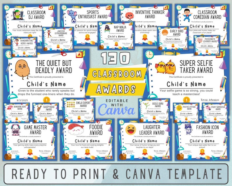 Funny Editable Classroom Awards Certificates, Student Appreciation ...