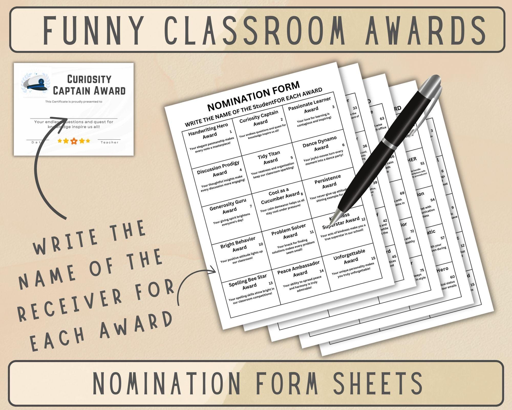 120 Funny Editable Classroom Awards Certificates, Student Appreciation ...