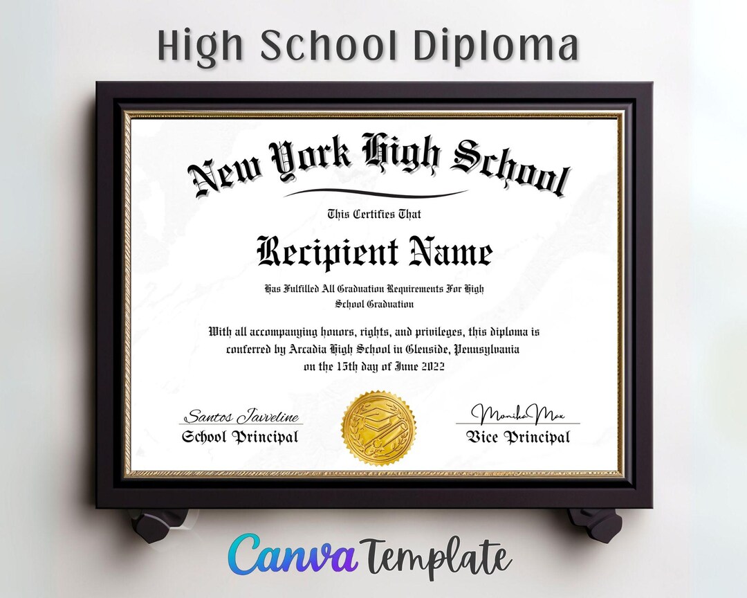 High School Diploma With Seal, Diploma Certificate, School Equivalency ...